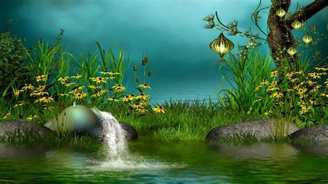 Fantasie Achtergrond Met Water Hd Wallpapers