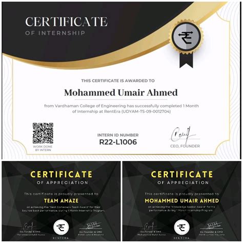 Mohammed Umair Ahmed On Linkedin Successfully Completed First Internship In Rentera As Leads