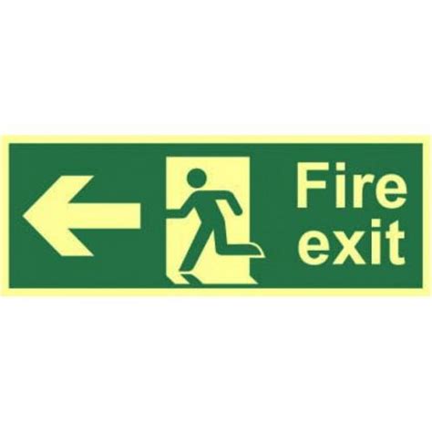 Fire Exit Man Arrow Left Sign 13mm Spc12411 Fire Safety Signs