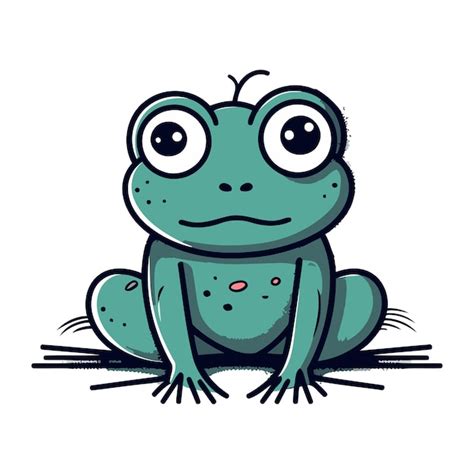 개구리 만화 ⁇ 터 일러스트레이션 ⁇ 배경에 고립되어 프리미엄 벡터
