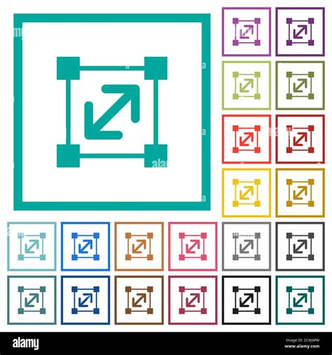 Resize Element Flat Color Icons With Quadrant Frames On White