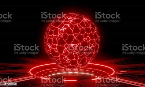 충전 소 빨간 빛 기술 녹 얼룩이있는 금속 베이스 어두운 배경 및 검은 색 에너지 큐브에는 전기 불꽃이 있습니다 3d 렌더링 개념에 대한 스톡 사진 및 기타 이미지 Istock