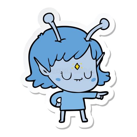 Sticker Of A Cartoon Alien Girl Stock Vector Illustration Of Decal