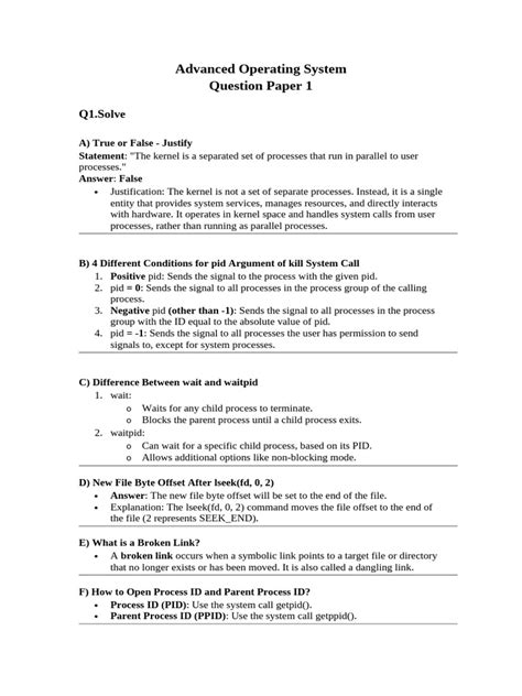 Advanced Operating System Solved Question Paper Pdf Process