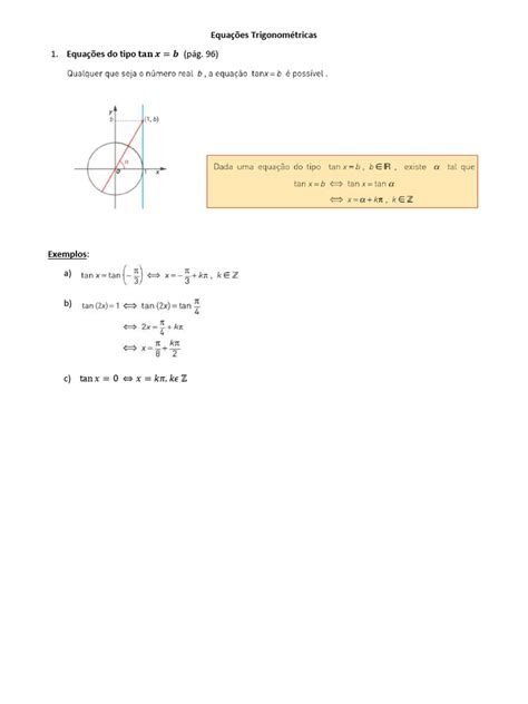 191 Resolução De Equações Trigonométricas Pdf Conceitos