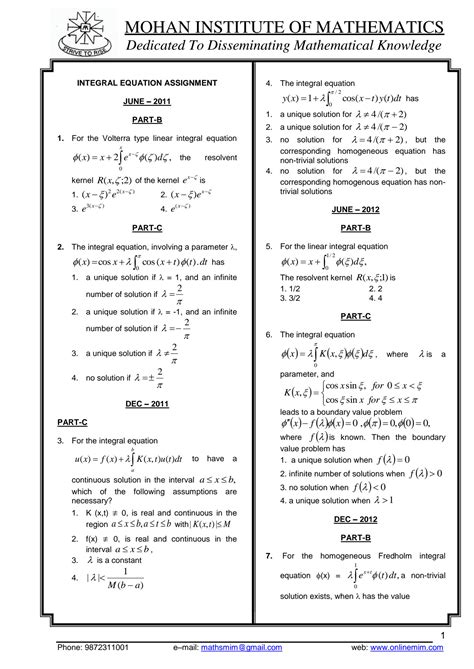 SOLUTION Csir Net Integral Calculus Previous Year Question Paper