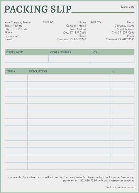 Free Packing Slip Template For Excel And Google Sheets Off