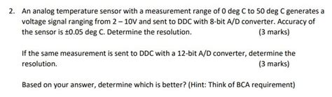 Solved An Analog Temperature Sensor With A Measurement Range Chegg Com