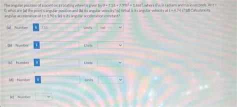 Solved The Angular Position Of A Point On A Rotating Wheel Chegg