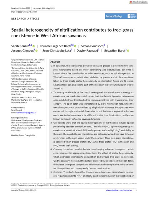 Journal Of Ecology 2023 Spatial Heterogeneity Of Nitrification