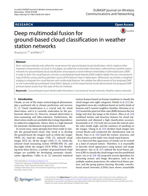 Pdf Deep Multimodal Fusion For Ground Based Cloud Classification In