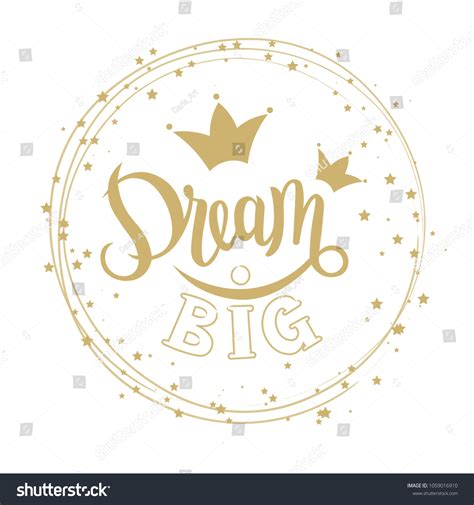 Dream Big Hand Lettering Text Gold Stock Vector Royalty Free