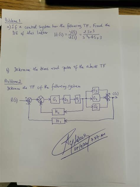 Solved Probleme A If A Control System Has The Following Chegg