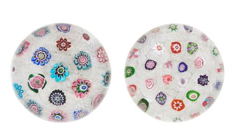 Bonhams Two Clichy Spaced Millefiori Chequer Paperweights Circa 1850