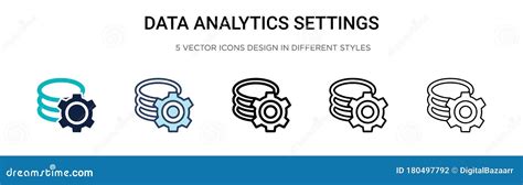 Data Analytics Settings Icon In Filled Thin Line Outline And Stroke Style Vector Illustration