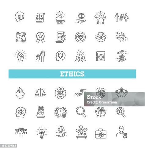 윤리 아이콘 번들 선형 도트 스타일 아이콘입니다 벡터 그림 도덕성에 대한 스톡 벡터 아트 및 기타 이미지 도덕성 아이콘 정직 Istock
