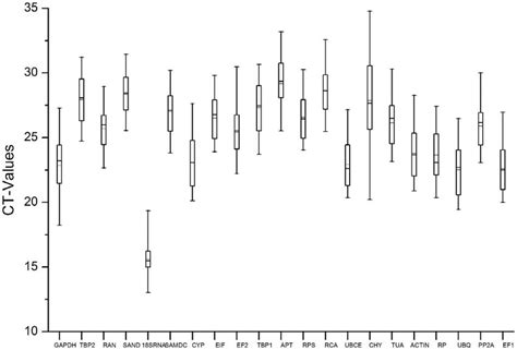 Rt Qpcr Ct Values For The Candidate Reference Genes Expression Data Download Scientific