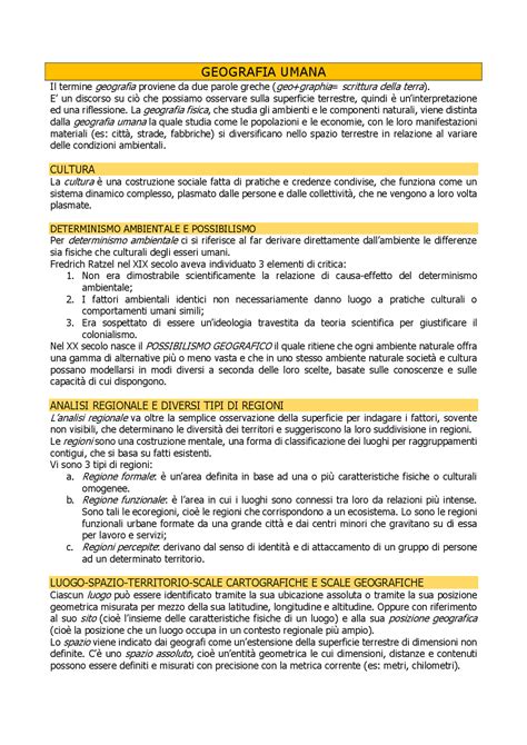 Geografia Umana Docsity