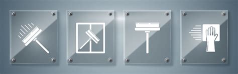 세트 청소 서비스 스퀴지 스크레이퍼 와이퍼 스퀴지 스크레이퍼 와이퍼 및 스퀴지 스크레이퍼 와이퍼 정사각형 유리 패널 벡터 가사 집안일에 대한 스톡 벡터 아트 및 기타 이미지