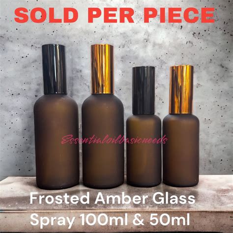 Frosted Amber Glass Spray Bottle With Atomizer Fine Mist Spray For