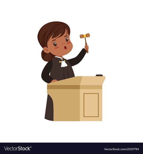 Cute Judge Girl Cartoon Character Standing Vector Image