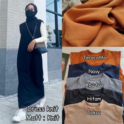 Jual Bahan Knitiner Dress Knitlongdress Knit Premiumdres Tanpa