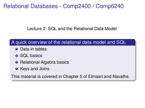 Relations And Relation Schemas Relational Databases Lecture 02 Slides