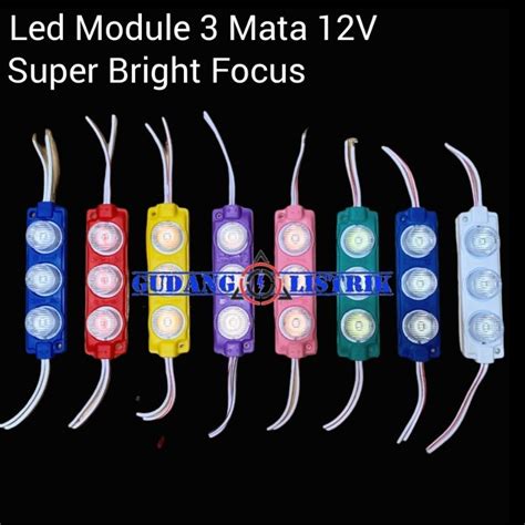 Jual Lampu Aki Led Module 3 Mata DC 12 Volt 3 Watt Cahaya Fokus Anti