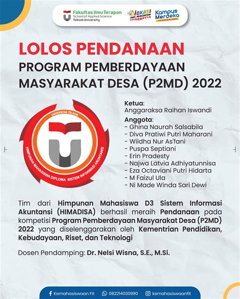 Kemahasiswaan Fakultas Ilmu Terapan Lolos Pendanaan Program