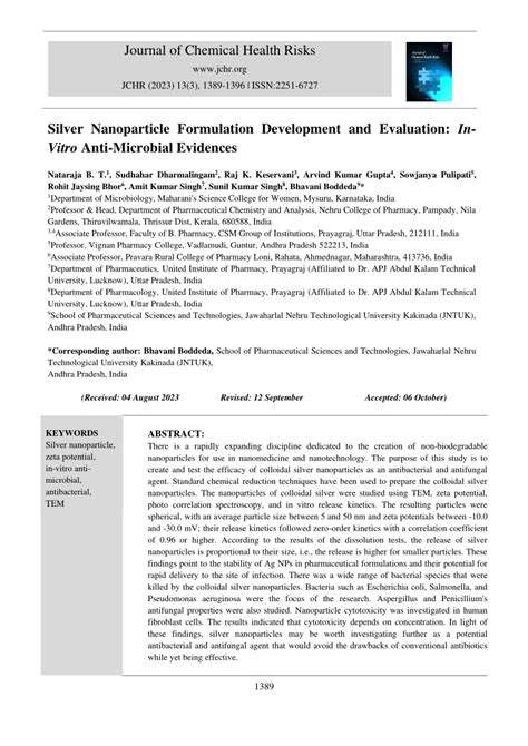 Pdf Silver Nanoparticle Formulation Development And Evaluation In