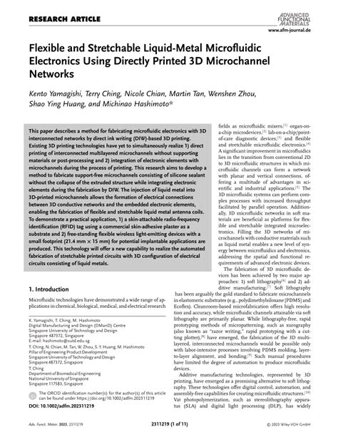 Flexible And Stretchable Liquid‐metal Microfluidic Electronics Using Directly Printed 3d