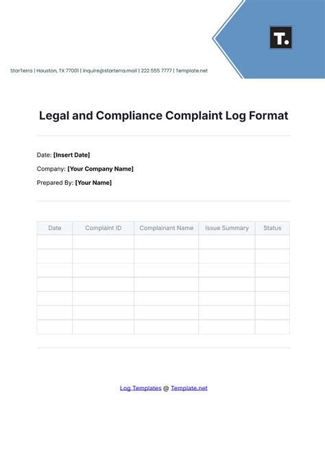 Free Complaint Log Templates Editable And Printable