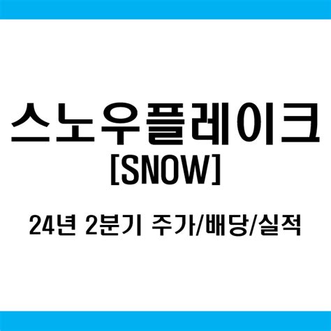 스노우플레이크snow 주가배당금과 재무제표 24년 2분기 실적정리 네이버 블로그