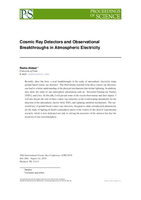 Pdf Cosmic Ray Detectors And Observational Breakthroughs In Atmospheric Electricity