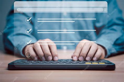 Premium Photo Businessman Using Computer Keyboard To Tick Correct