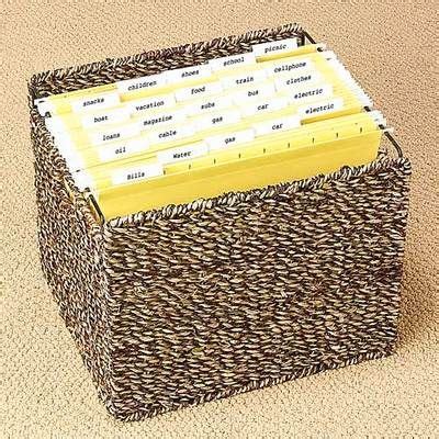 FOLDING Collapsable Wicker Basket Hanging File Folder Holder Organizer Cabinet Document