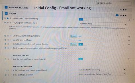 ssl tls protocol filtering breaking email and web browsing eset