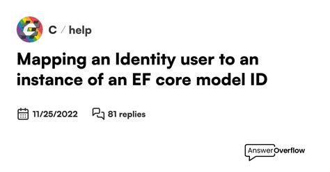 Mapping An Identity User To An Instance Of An Ef Core Model Id C