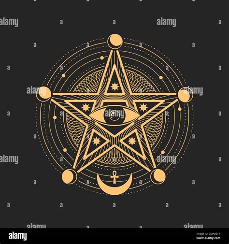Símbolo oculto esotérico signo de vector de tarjeta de tarot mágico