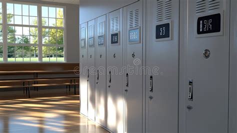 A Series Of Fully Enclosed Digital Lockers Line The Wall Each Marked