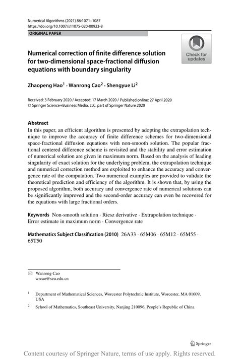 Numerical Correction Of Finite Difference Solution For Two Dimensional Space Fractional