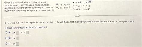 solved given the null and alternative hypotheses sample means