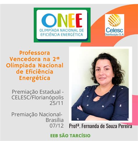 Professora De Sc Ganha Prêmio Na Olimpíada Nacional De Eficiência