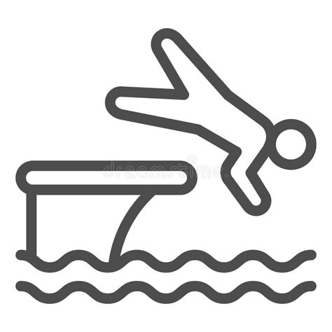 男子跳水线图标水上公园概念游泳者在白色背景上从起点跳到泳池标志 向量例证 插画 包括有 设计 线路 202332372
