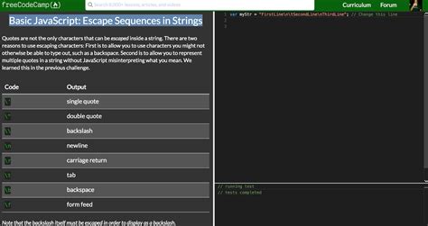 Just A Few Things DAYSOFCODE D Basic JavaScript Escape Sequences In Strings