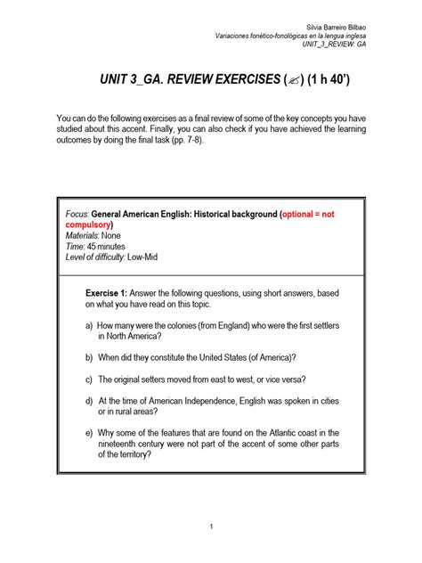 Unit 3 Ga Review Exercises And Key Pdf