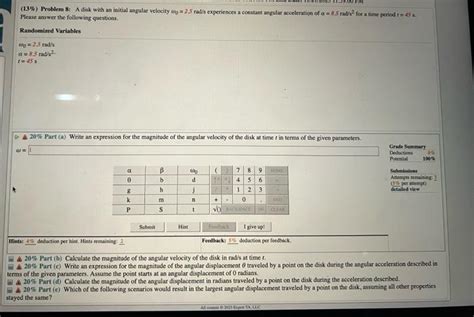 Solved Problem A Disk With An Initial Angular Chegg