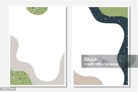 Template Modern Dengan Bentuk Abstrak Dan Tekstur Terrazzo Desain