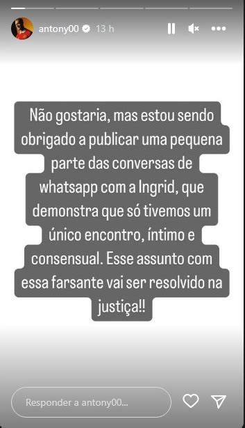 Antony Expõe Mensagens íntimas Com Mulher Que Denunciou Suposta