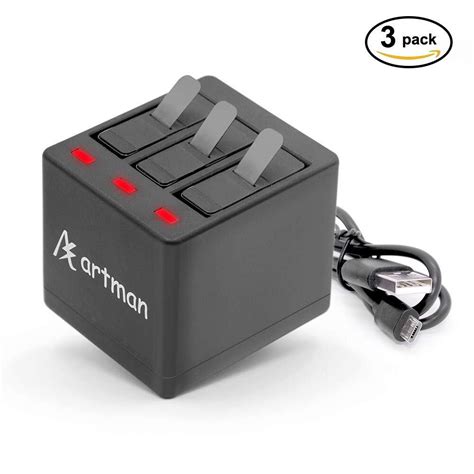 Artman GoPro Hero 5 6 7 1480mah Replacement Batteries 3 Pack And 3